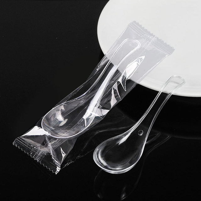 Disposable spoon independent packaging plastic transparent 808 spoon ...