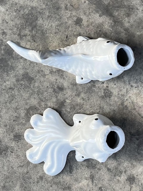 Ceramic Carp Water Outlet Animal Drain Outlet Decoration Outdoor Wall ...