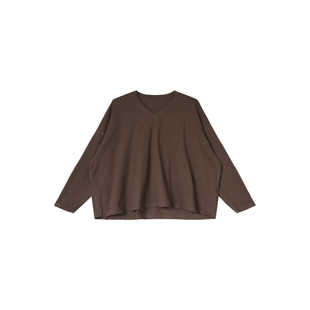 100 cotton V-neck knitted casual long-sleeved inner T-Annie Forest ...