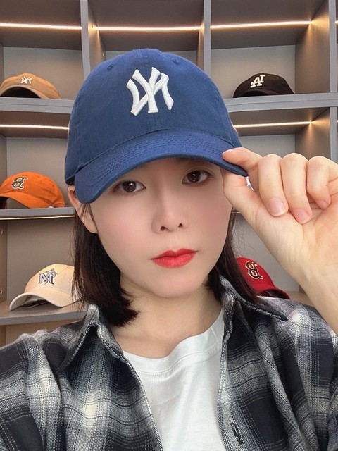 MLB hats for women Korean authentic sun visor baseball caps large label wide brim men LA ...