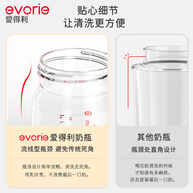 evorie Aideli milk bottle for newborn babies anti-colic glass bottle for newborn babies 0-3-6 months