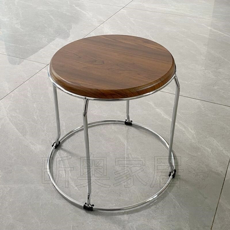 Small round stool half -high solid wood plastic thickened adult ...
