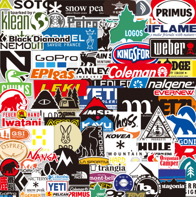 100 personalized outdoor brand logo stickers for laptops, iPads, water ...