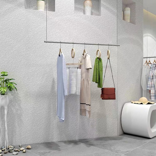 Clothing store window display rack stainless steel ceiling hanging ...