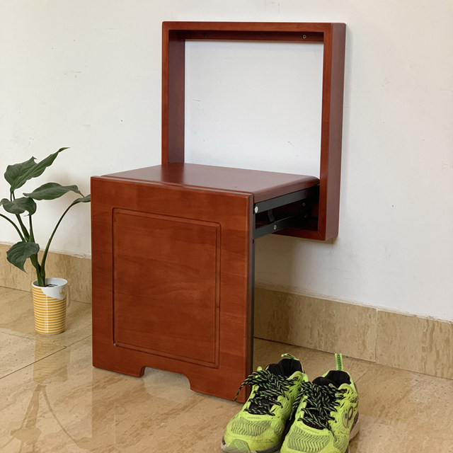 Porch folding stool changing shoe stool wall -mounted solid wooden foot ...