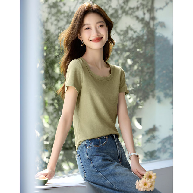 Mohan Yimei design waffle square neck versatile slimming top 2024 ...