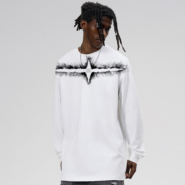 STA national fashion creative American cotton long-sleeved T-shirts for ...