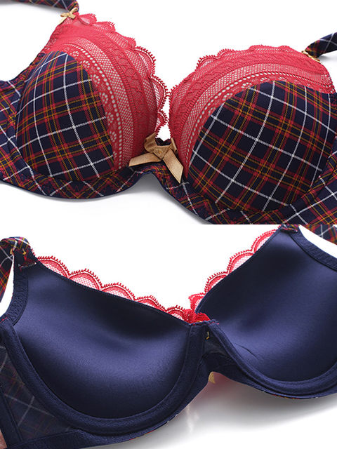 Fendis Scottish Plaid Red Lingerie for Women, Sexy Push-Up Bra for ...