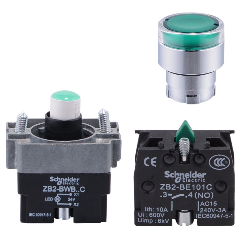Schneider self-reset Green Button with light 24v XB2BW33B1C = ZB2BWB31C ...