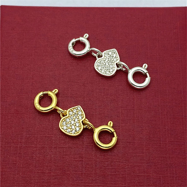 s925 sterling silver gourd double buckle necklace connection button ...