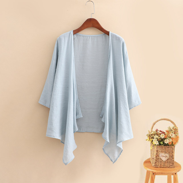 Cotton and linen outer cardigan women's thin shawl summer with skirt ...