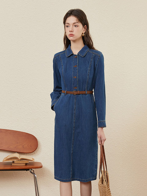 Denim Dress for Women in Autumn and Winter KBNE 2025 Autumn New High-end Exquisite Inner Mid ...