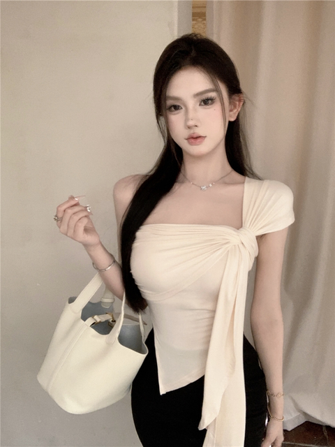 Pure sexy hot girls short irregular off-shoulder suspender vest for ...