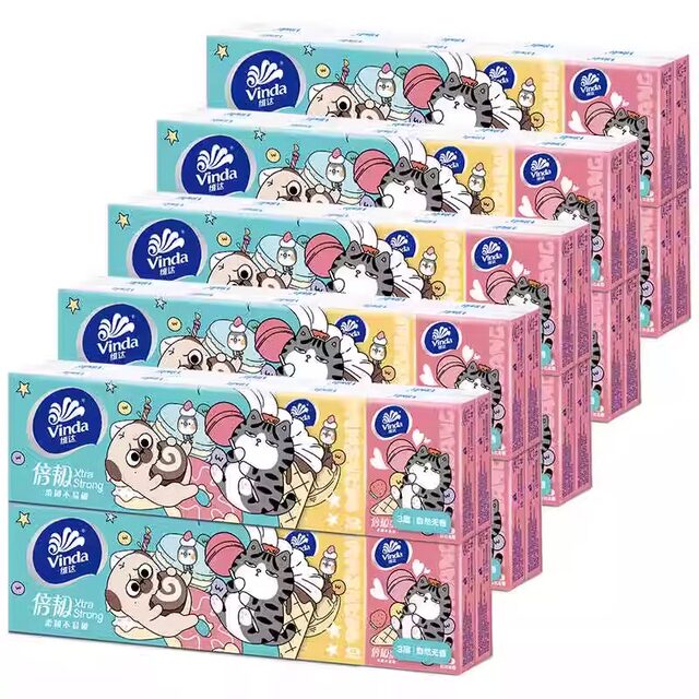 Vinda handkerchief paper 3-layer 30 pack paper towel small bag portable ...