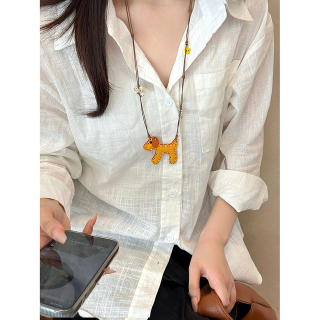 Handmade puppy woven rope neck chain female cartoon cute couple sweater ...