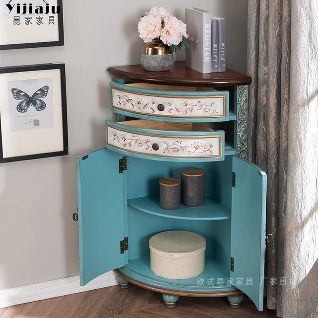 European -style corner solid wood triangle wall corner cabinet American ...
