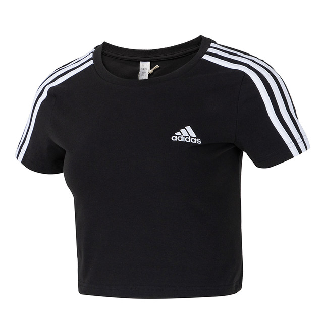 Adidas women's summer hot girl style navel-baring short slim fit sports ...