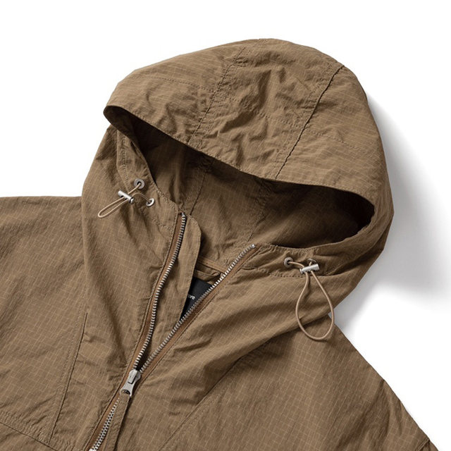 High-density beaded canvas plaid tear-proof windproof hooded half-zip ...