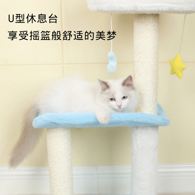 Cute cat climbing shelf creamy sword -like cat grab cat trees jumping ...