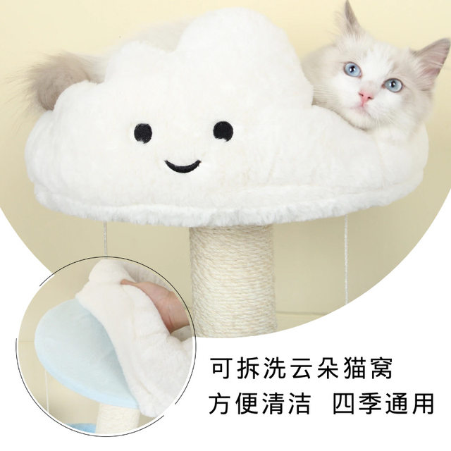 Cute cat climbing shelf creamy sword -like cat grab cat trees jumping ...