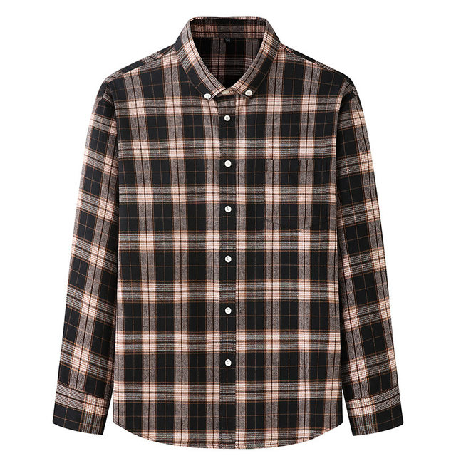 Plus size plus size men's fat men's plaid shirt men's long-sleeved ...