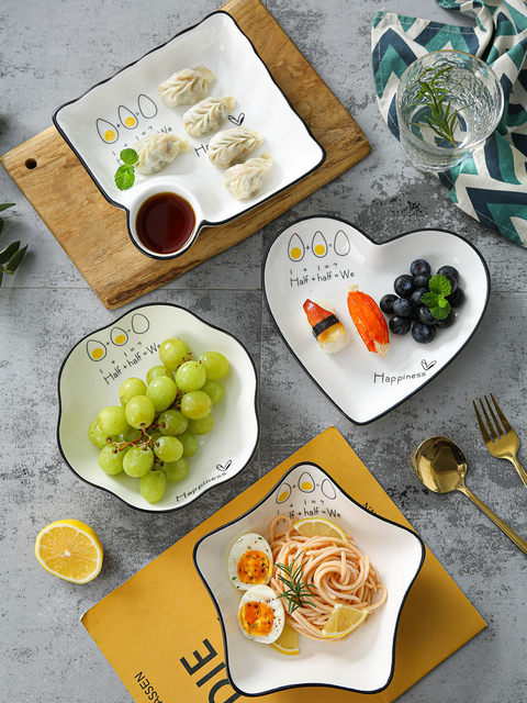 Ceramic dumpling plate 2/4 pack cute dish plate home creative plate ...