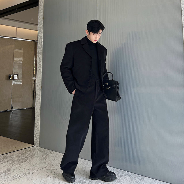 Autumn and Winter Korean Retro Corduroy Quilted Short Jacket Suit Men's ...