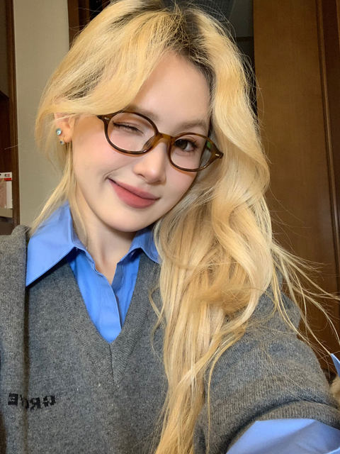 hucares playful nerdy miu-flavored glasses for women, large frame, no makeup artifact, slimming ...