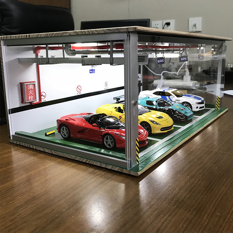 Parking garage model - 1:24 four-car garage (transparent on three sides ...
