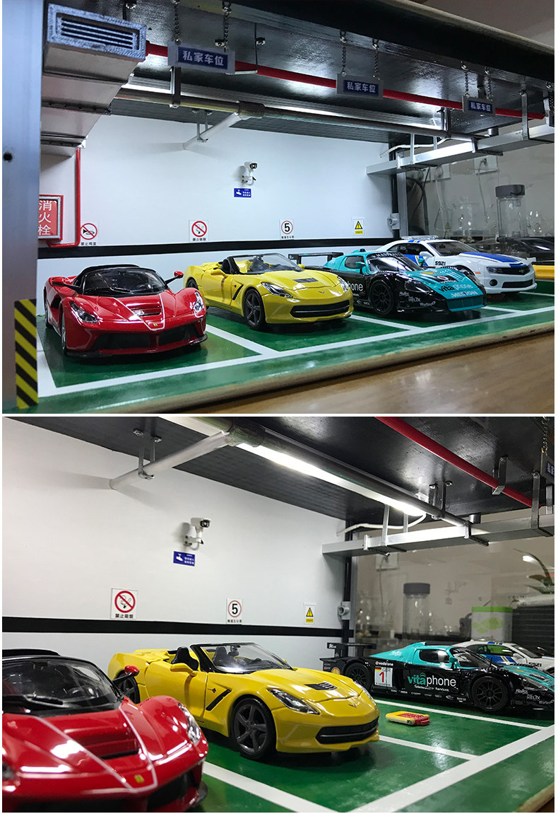 1:24 Parking Lot Model Scene | Solid Wood Parking Garage Display ...
