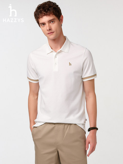 Hazzys men's clothing 2025 summer new simple fashion T-shirt casual lapel short-sleeved POLO top