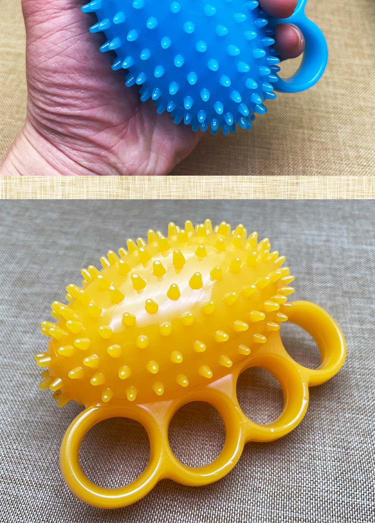 Hand pinching the ball - Ball with string is slightly smaller