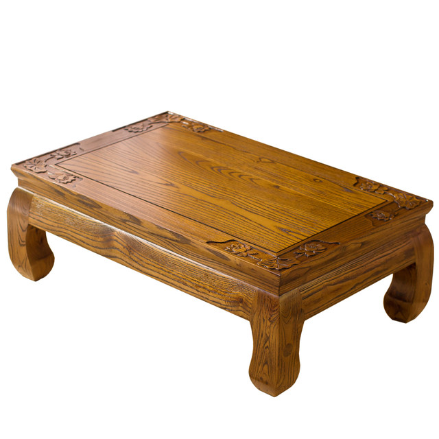 Chinese tatami tea table and room table bay window table elm Zen low ...