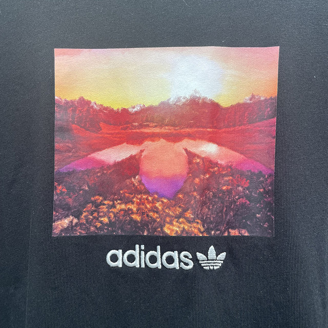 Adidas Clover Sunset Print Men's Short Sleeve 2024 Spring Loose Casual ...