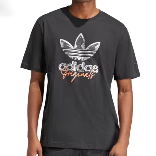 Adidas Clover Short Sleeve Men's 2024 Summer Printed LOGO Pure Cotton ...