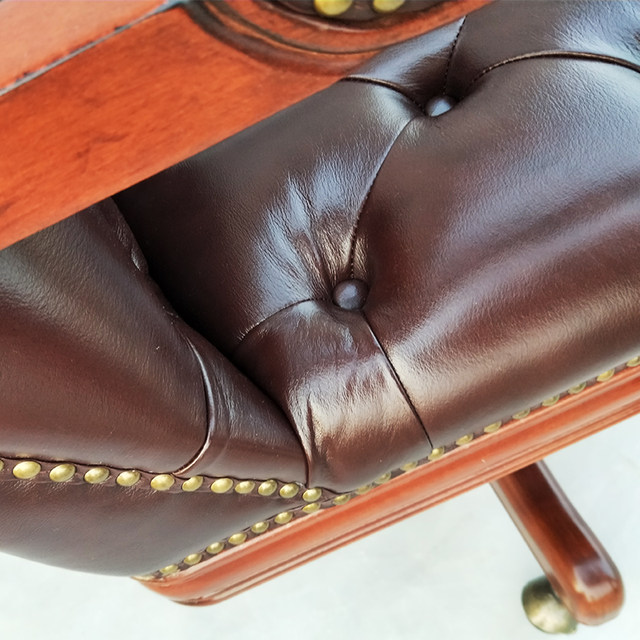 American leather boss chair, solid wood computer chair, home desk chair ...
