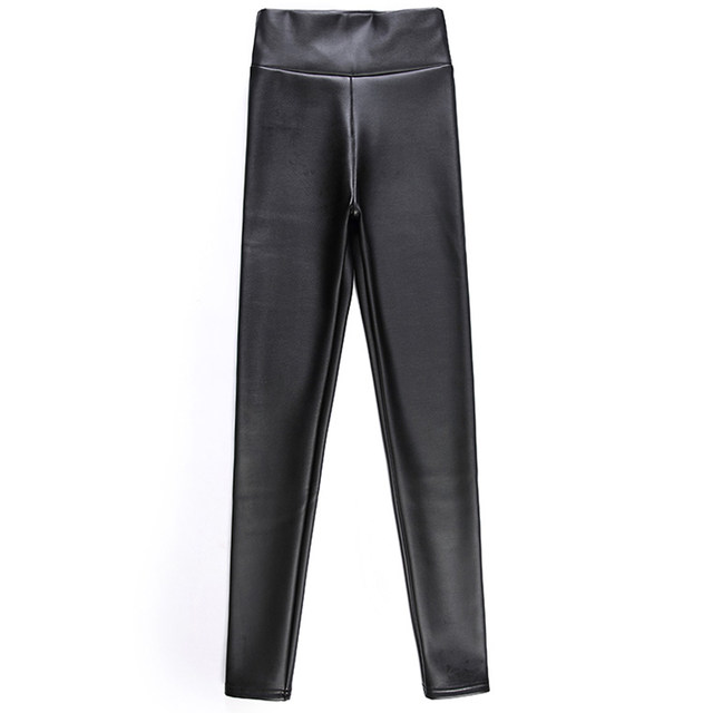 Extended high-waisted matte leather pants for women to wear outside ...