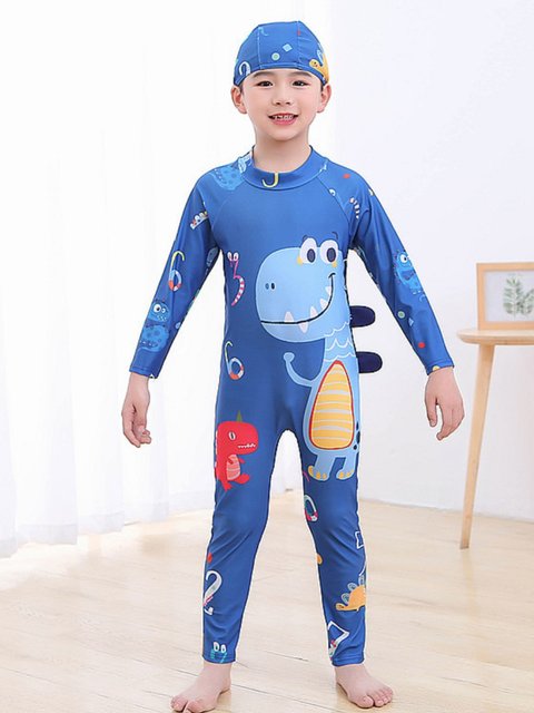Children's conjoined swimsuit boys and girls long -sleeved summer ...