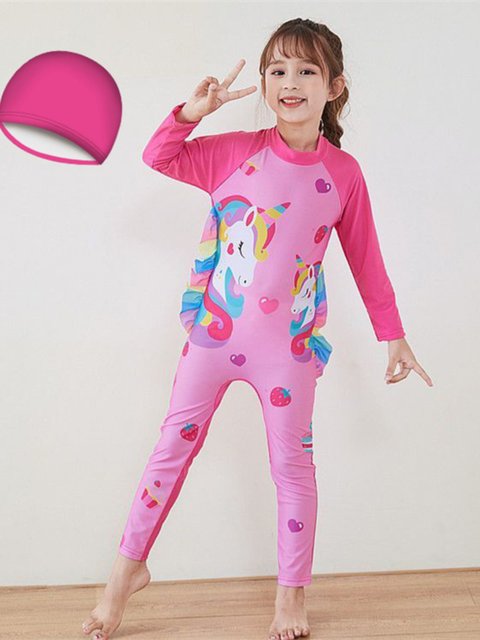 Children's conjoined swimsuit boys and girls long -sleeved summer ...