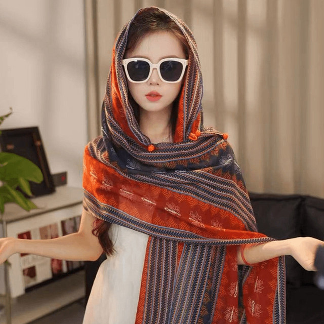 Summer sun protection shawl for women 2024 new style disc buckle long ...