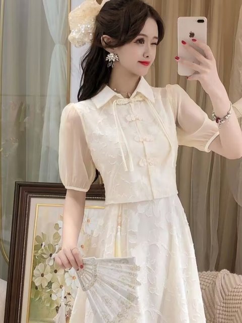 2023 autumn national atmosphere Gentle Chinese retro strap top high ...