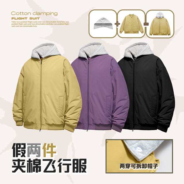 UNF fake two-piece detachable hooded flight suit 2023 autumn and winter ...