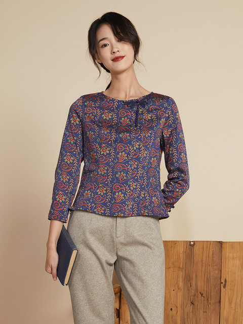 Slim-looking t-shirt with long-sleeved prints, slim and fashionable ...