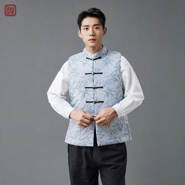 New Chinese vest men's winter vest Tang costumes Chinese wind print ...
