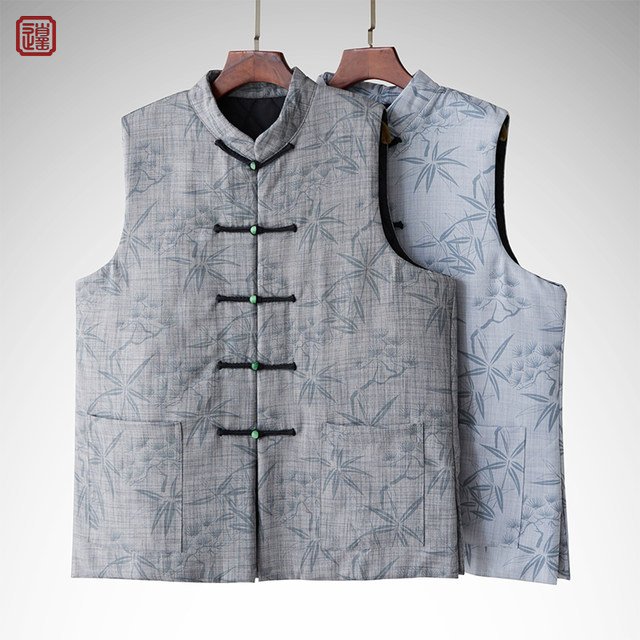 New Chinese vest men's winter vest Tang costumes Chinese wind print ...
