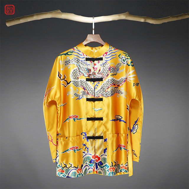 Tang suit men's long-sleeved tand-buttoned stand collar loose retro men ...