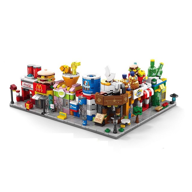 Compatible with LEGO fast food drink street indoor scene mini city ...