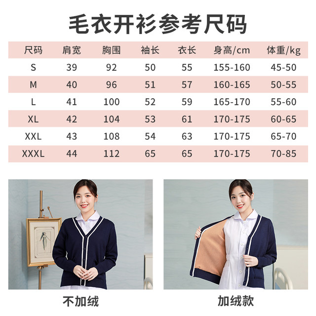 Nurse sweater women's knitted cardigan coat with fleece thickening ...
