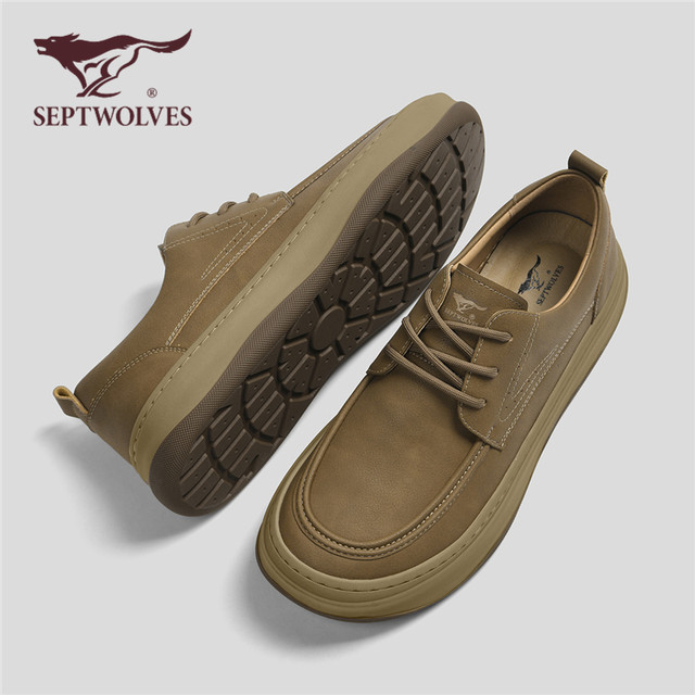Septwolves Casual Leather Shoes Men's Winter 2024 New Men's Work Shoes ...