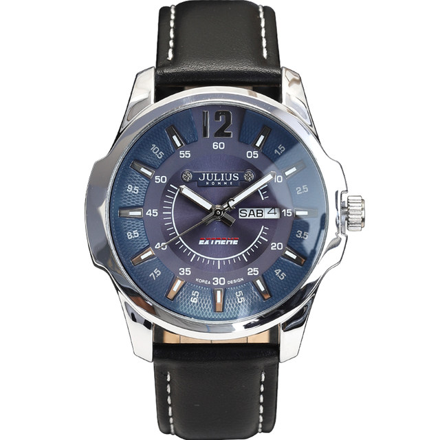 Korean JULIUS watch men's large dial luminous hands calendar week ...